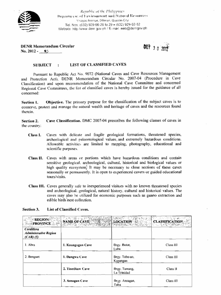 DMC 2012-03 Cave Classification | PDF
