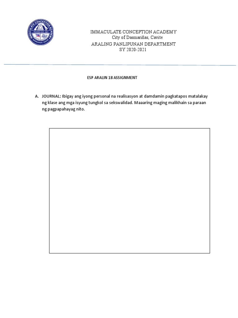 Esp ARALIN 18 ASSIGNMENT Seksuwalidad | PDF