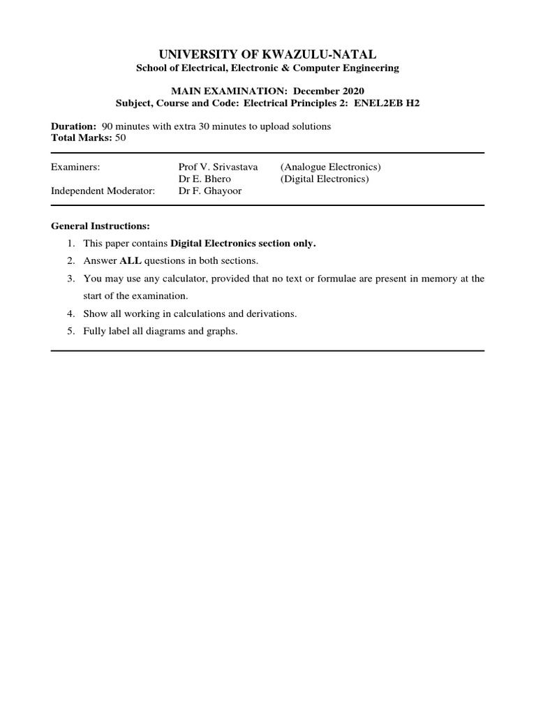 1 - 2EB - Main - Exam - 2020 - Digital - Section - Final | PDF | Logic ...