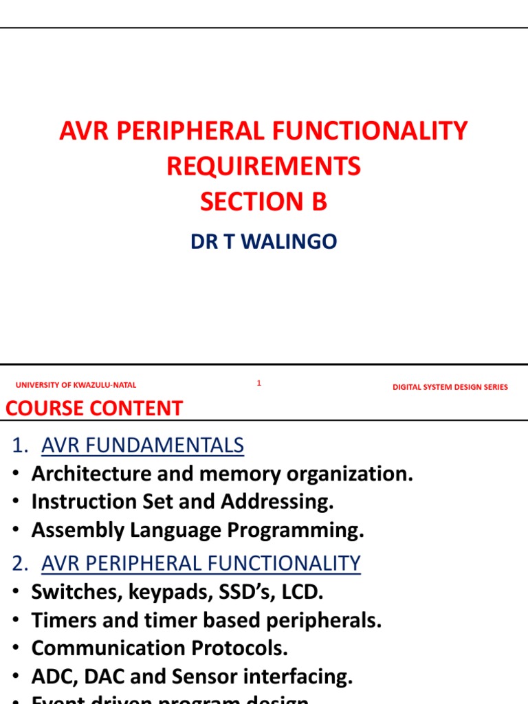 Peripheral Functionality and Programming Requirements for Atmel AVR Microcontrollers | PDF