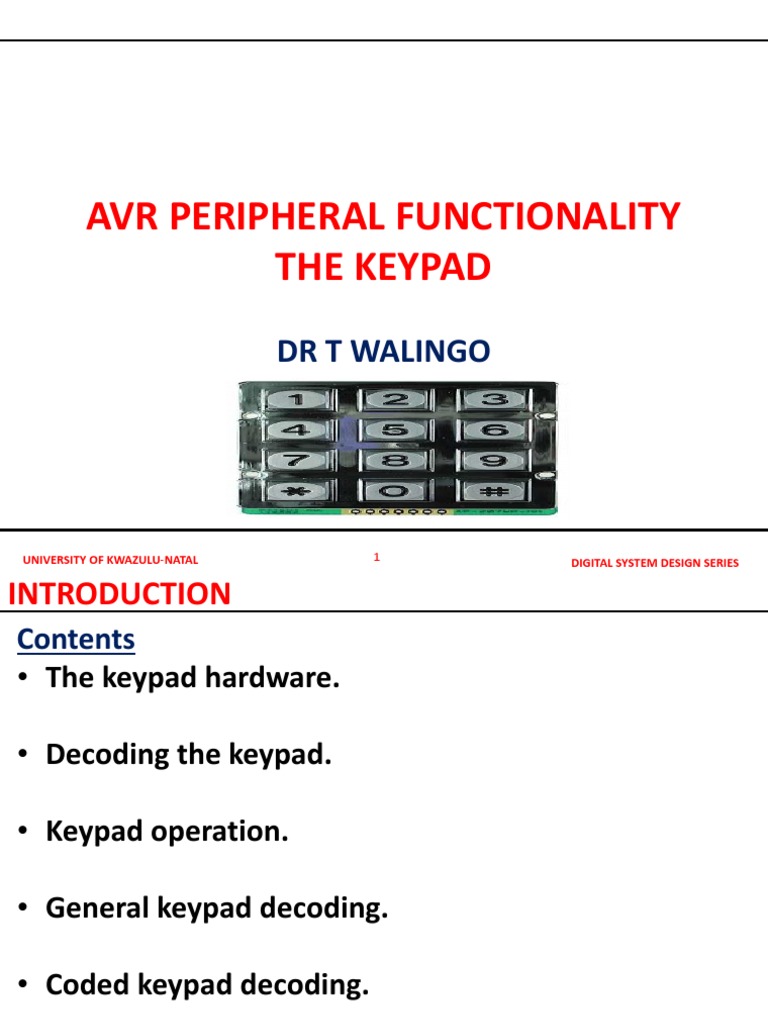 CH 3 AVR Peripherals - Keypad | PDF | Digital Electronics | Computer Programming