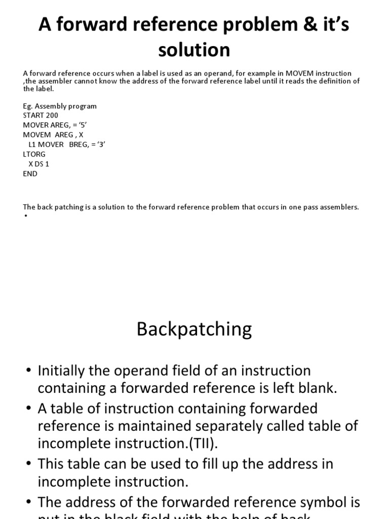 A Forward Reference Problem & It's Solution | PDF