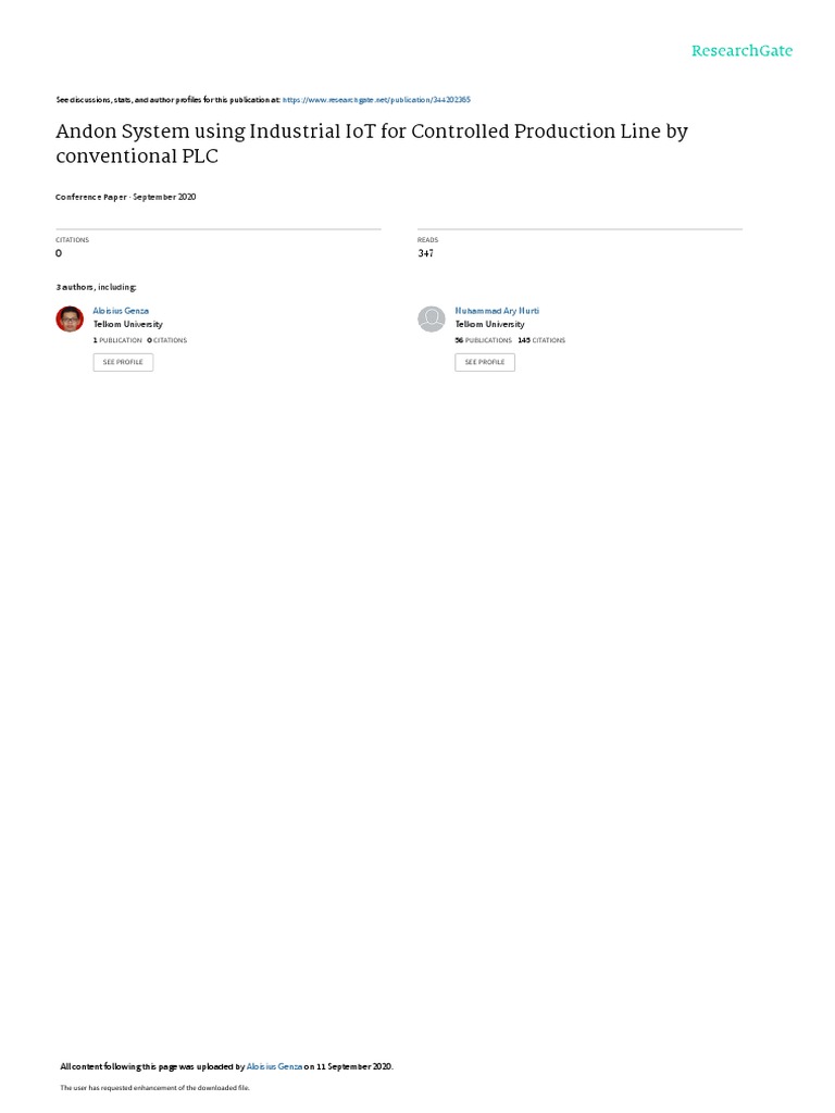 Andon System Using Industrial Iot For Controlled Production Line by Conventional PLC ...