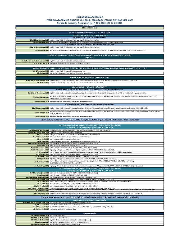 Calendario Academico-Ci-2023-2024 | PDF