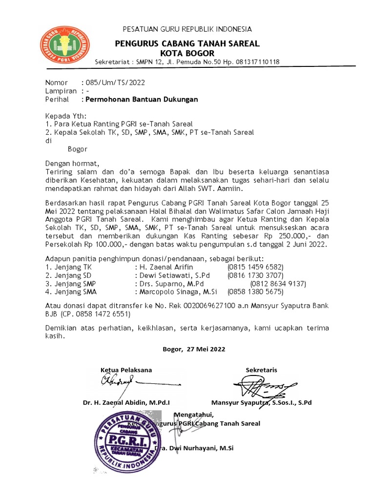 Proposal Kegiatan Halbil Pgri Tansa Tahun 2022 | PDF | Gaya Hidup