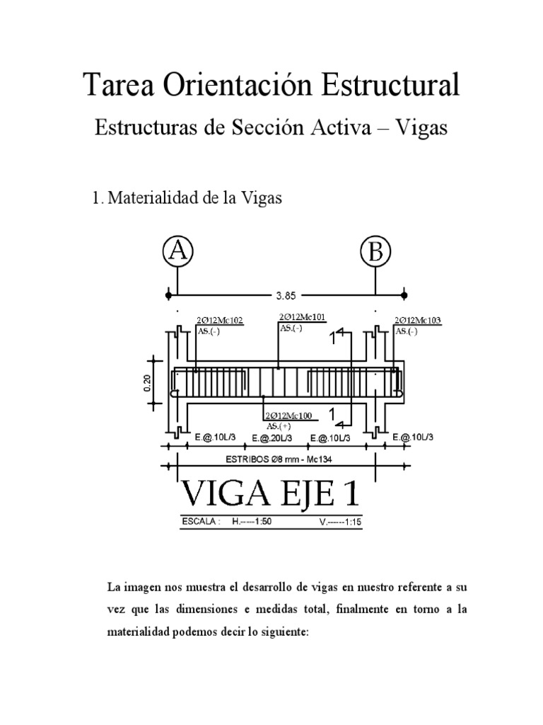 Tarea Orientación Estructural: Estructuras de Sección Activa - Vigas | PDF