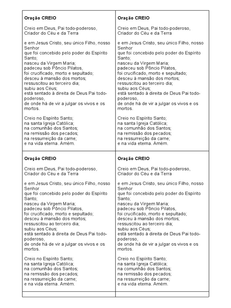 Oração CREIO | PDF | Céu | Eucaristia