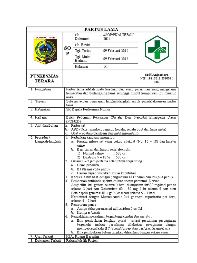 Sop Partus Lama | PDF
