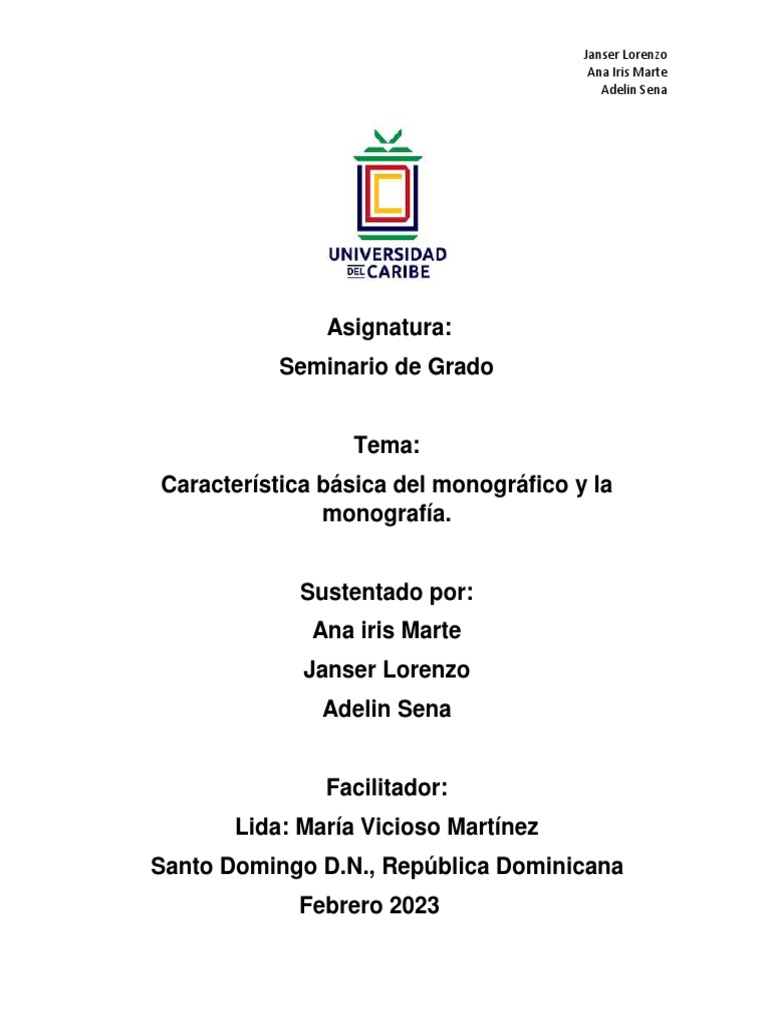 UNIDAD 1 ACT 2 Características Básicas de La Monografía y El Curso Monográfico | PDF