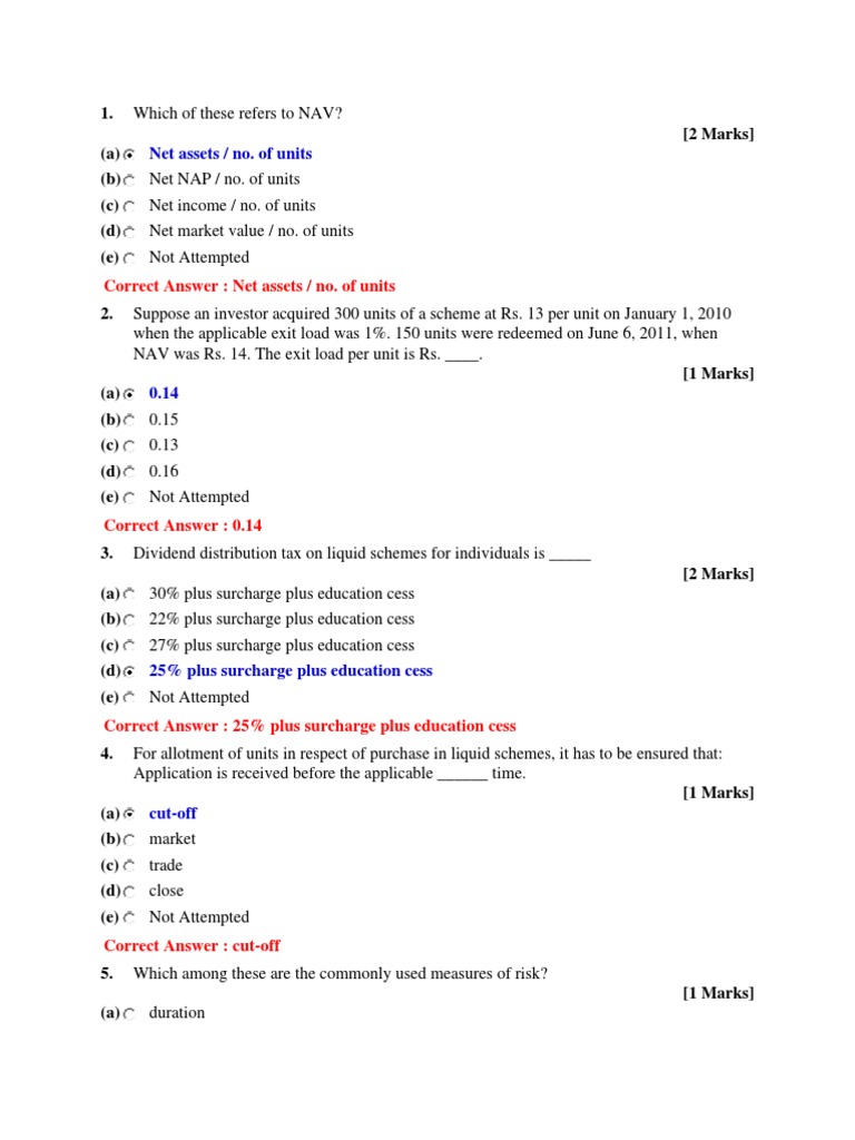 Mutual Fund Certification Exam Guide | PDF | Investing | Valuation ...