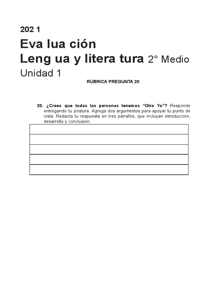 II M - Leng - Rúbrica - U1 - Docente | PDF