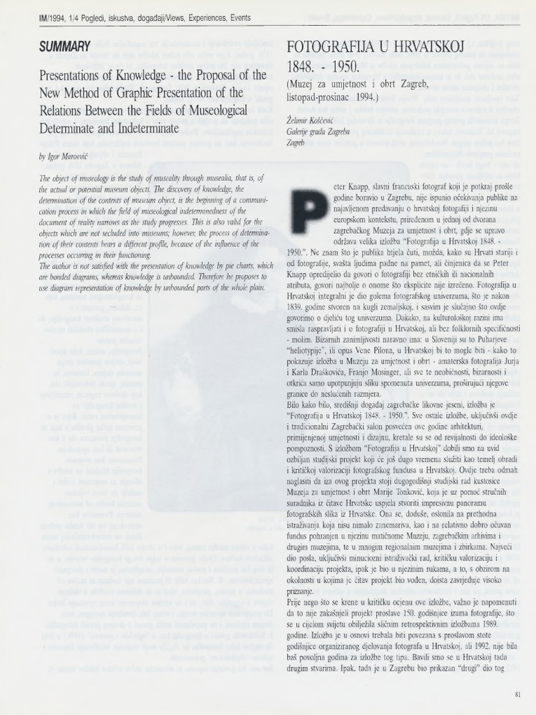 Fotografija U Hrvatskoj 1848. - 1950.: Ž Elimir Koščević Galerije Grada Zagreba Zagreb | PDF