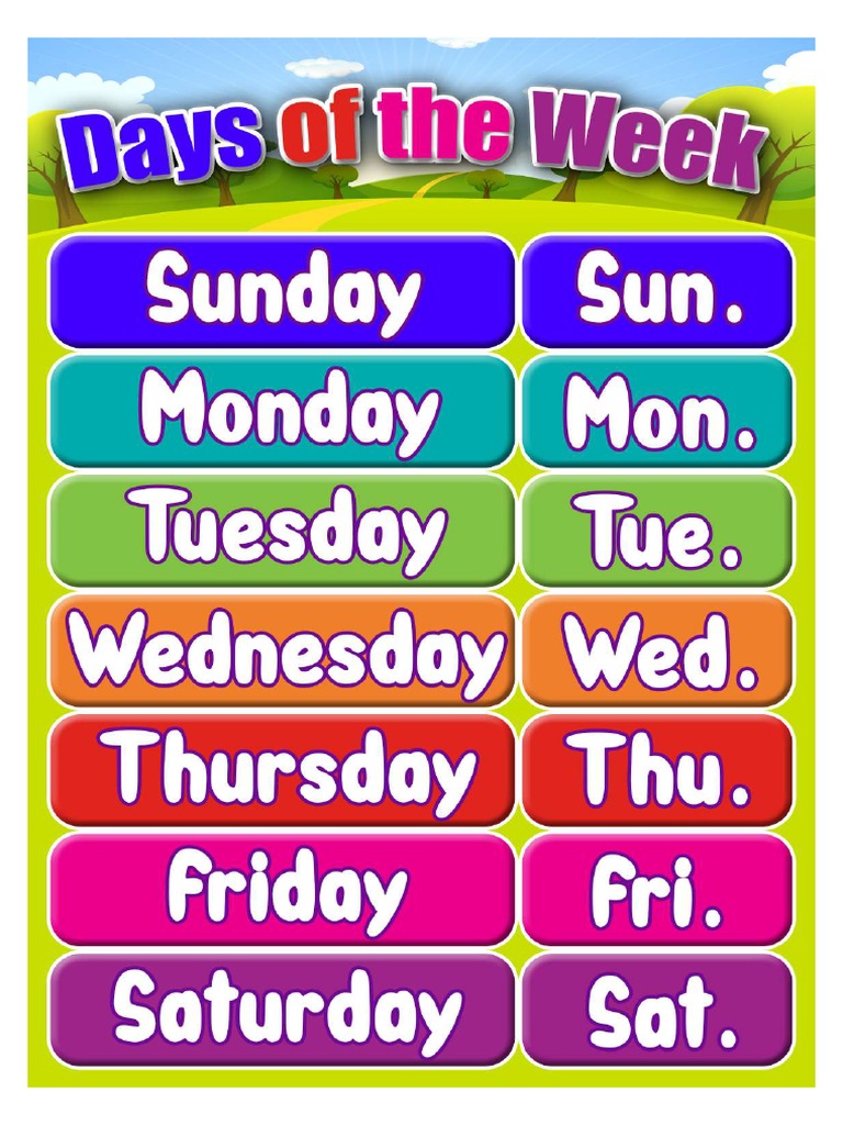 Days of The Week Activities | PDF