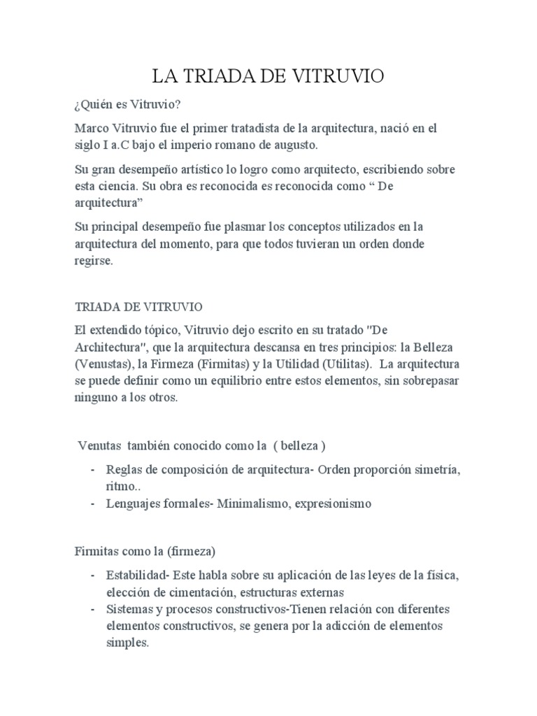 La Triada de Vitruvio | PDF