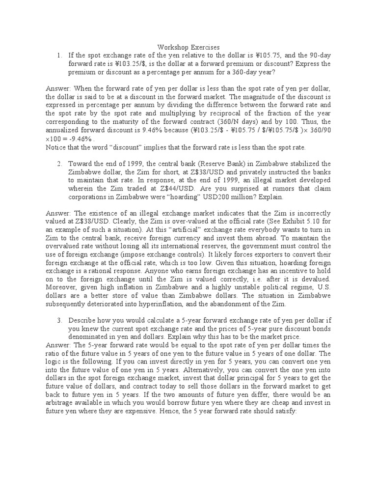 Practice Exercises Answers | PDF | Exchange Rate | Arbitrage