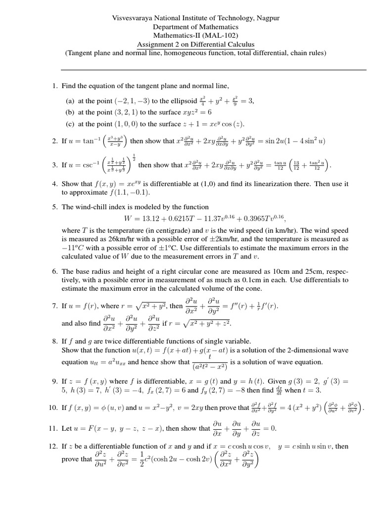 Assingment 2 Differential Calculus | PDF | Differential Calculus ...