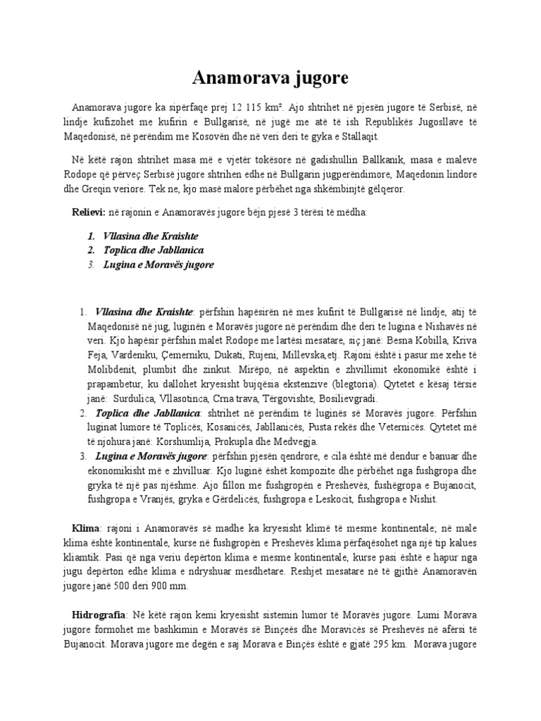 Anamorava Jugore: Relievi: Në Rajonin e Anamoravës Jugore Bëjn Pjesë 3 ...