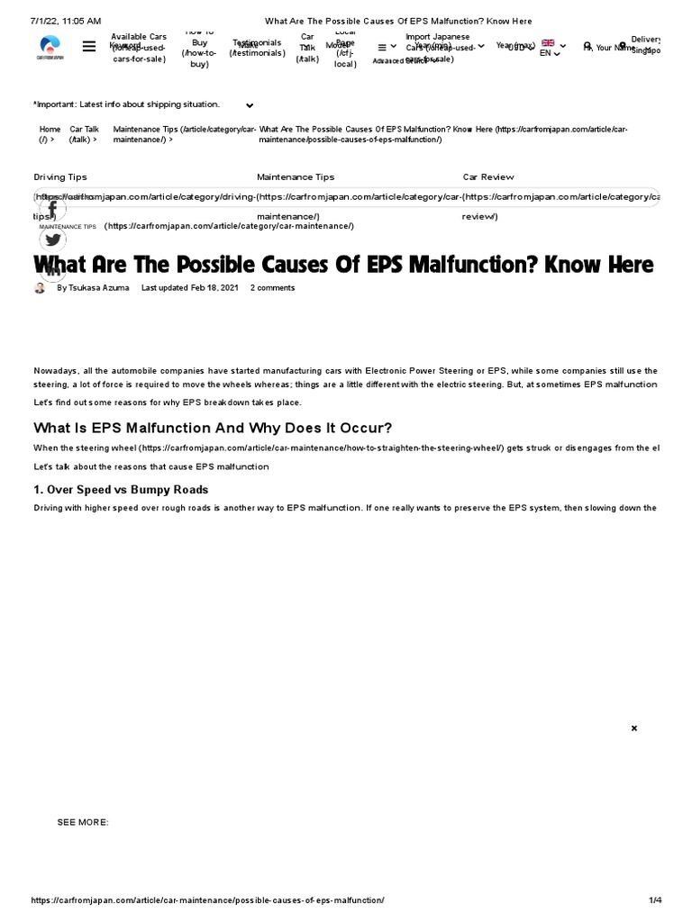 What Are The Possible Causes of EPS Malfunction - Know Here | PDF ...