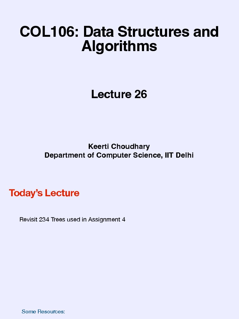 Lec 26 | PDF | Computer Data | Algorithms And Data Structures Lec 26 | PDF | Computer Data | Algorithms And Data Structures