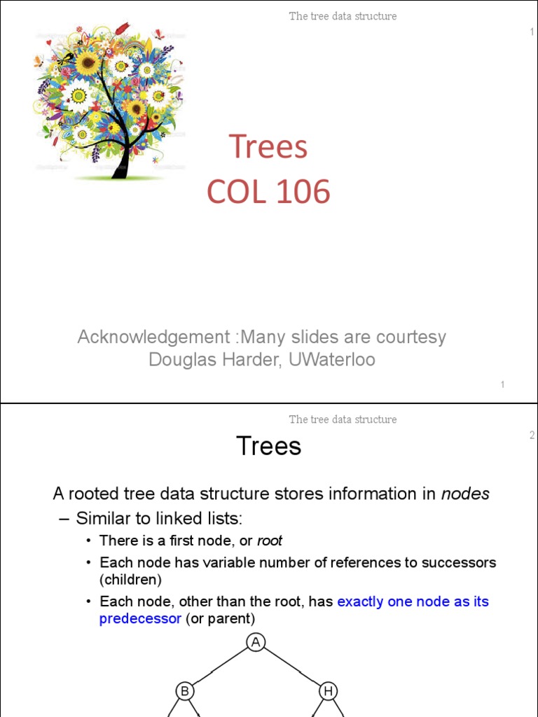 Trees Col 106: Acknowledgement:Many Slides Are Courtesy Douglas Harder ...