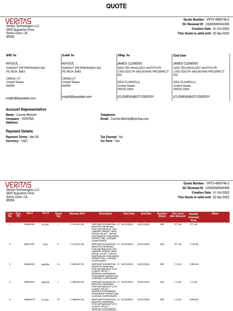 Veritas Technologies LLC 2625 Augustine Drive Santa Clara, CA 95054 31 ...