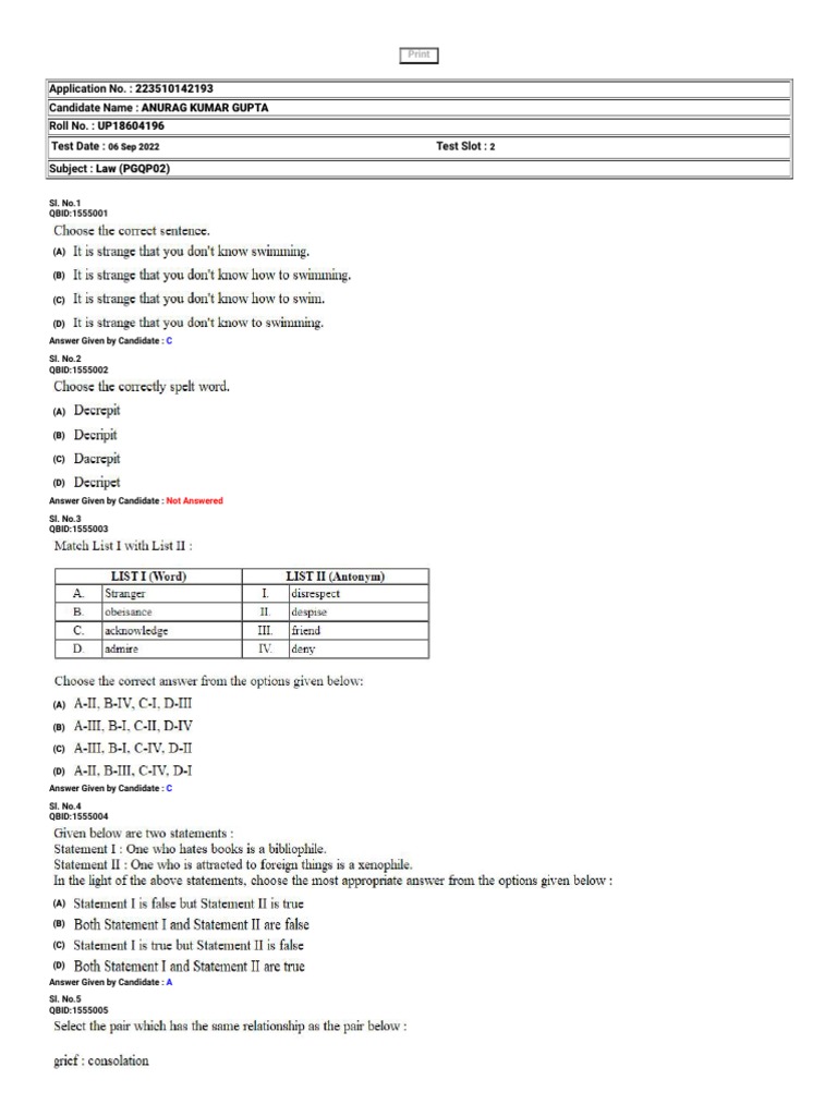LLM Pyq - Cuet PG 2022 | PDF