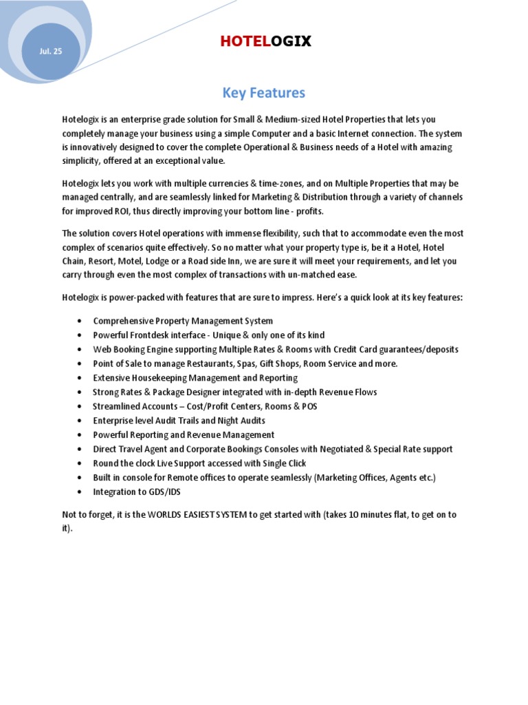 Hotelogix Key Features | PDF