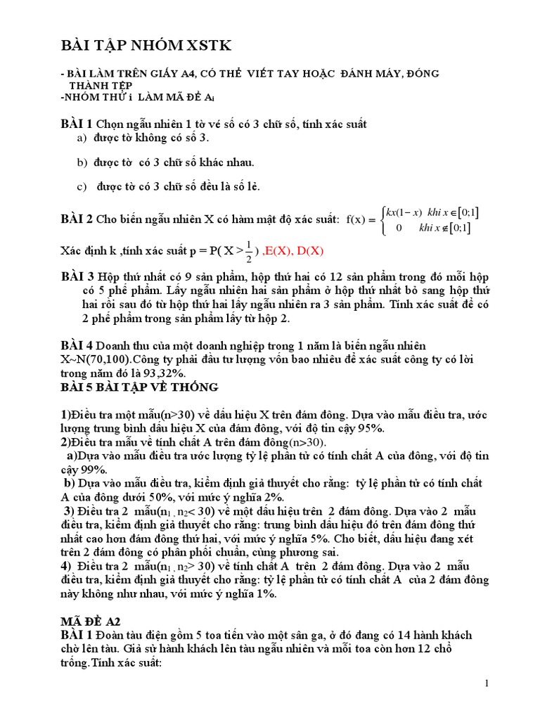 BT Nhóm XSTK | PDF