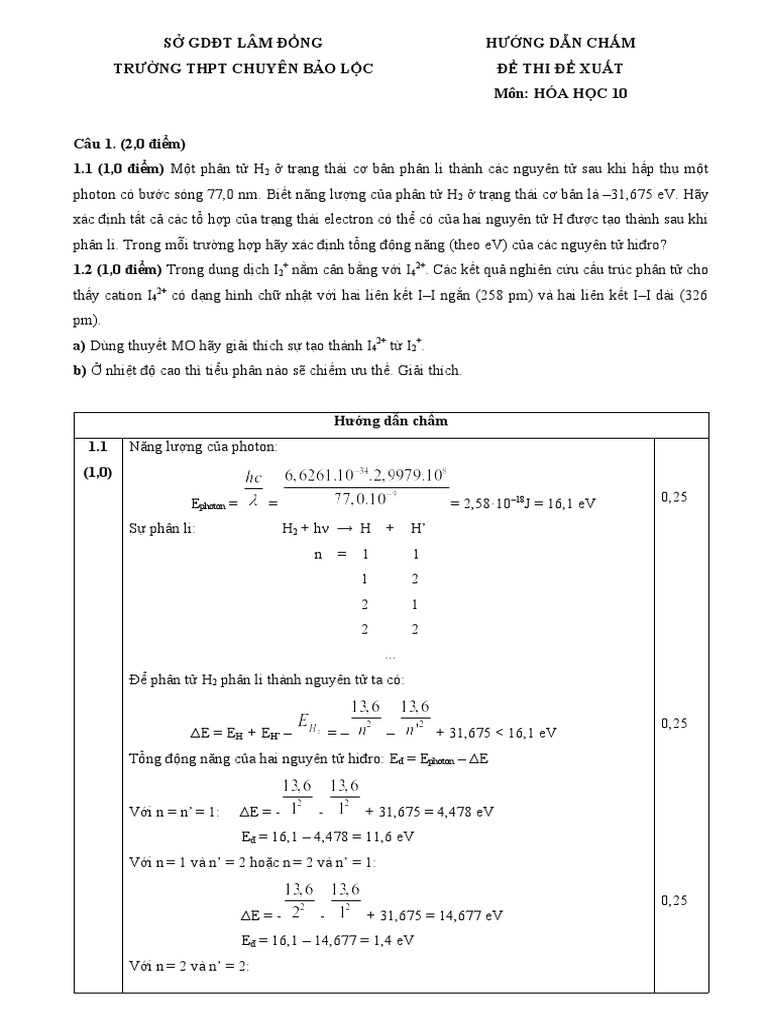 HDC Hóa 10 - DHBB 2022 - Chuyen Bao Loc | PDF