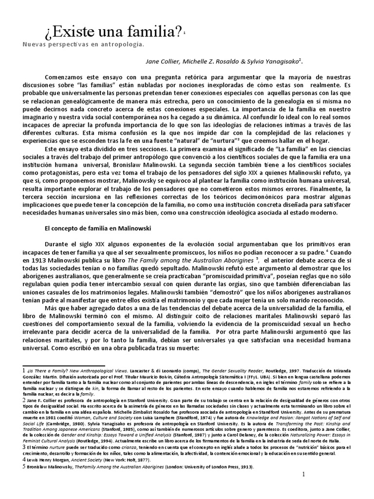 Clase 8 - Jane Collier - Existe Una Familia | PDF
