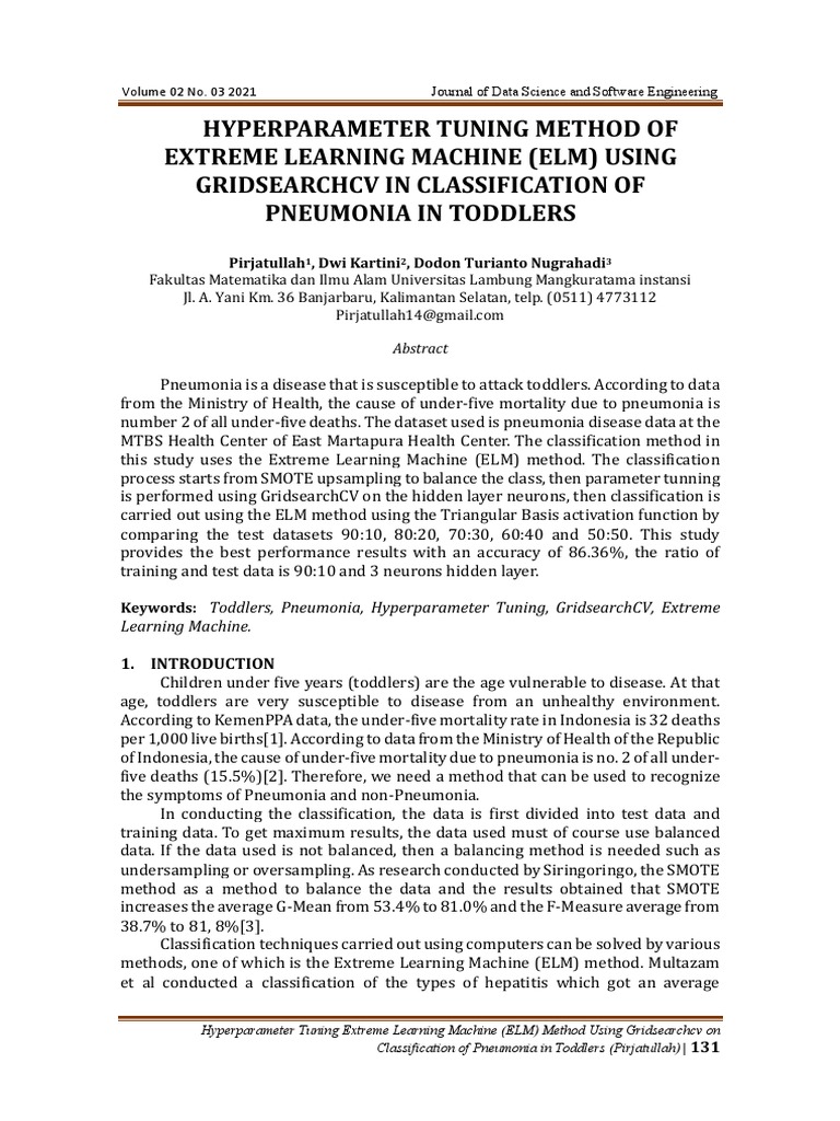 Hyperparameter Tuning Method of Extreme Learning Machine (Elm) Using Gridsearchcv in ...