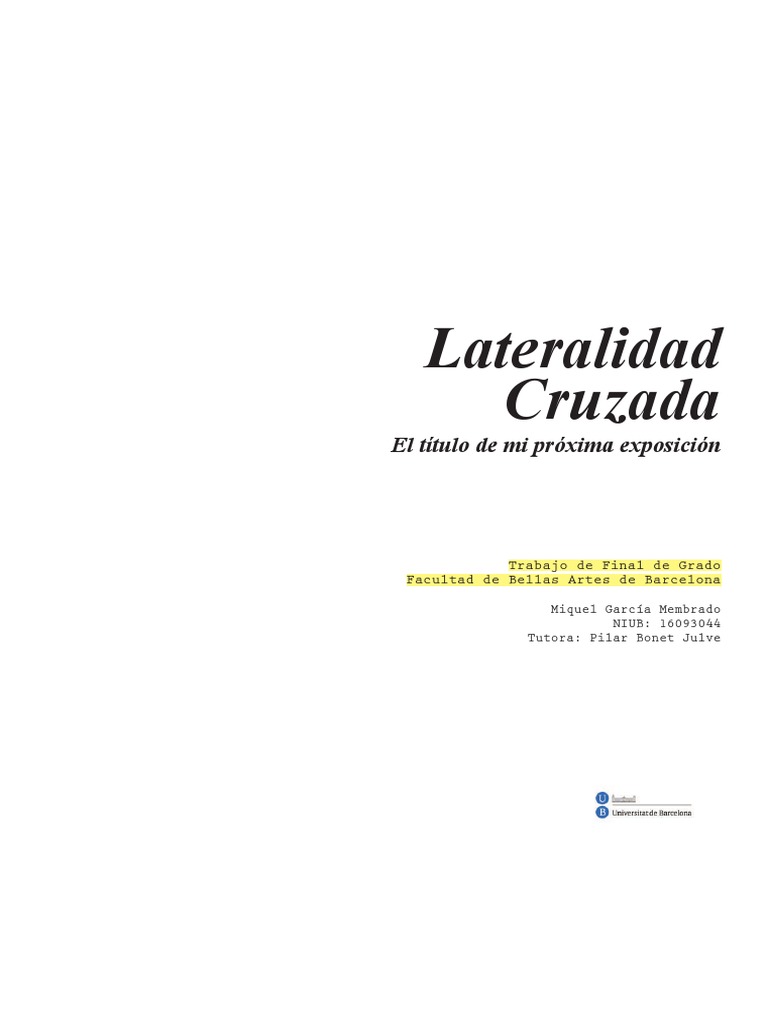 Lateralidad Cruzada: El Título de Mi Próxima Exposición | PDF