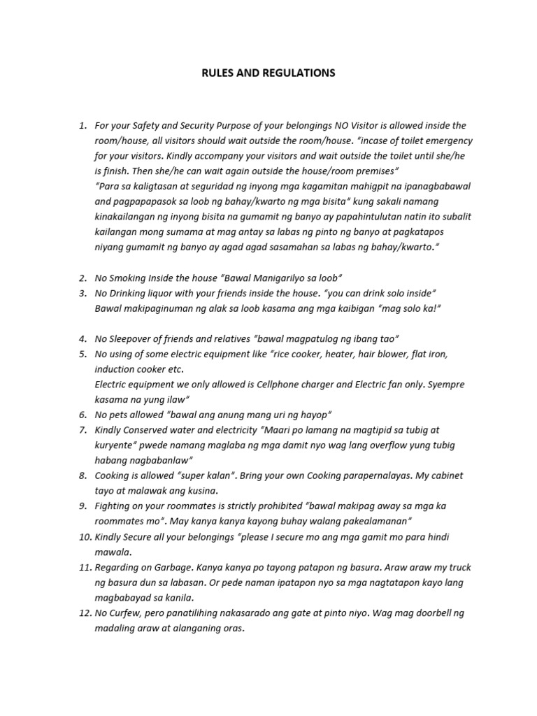 Rules and Regulations | PDF