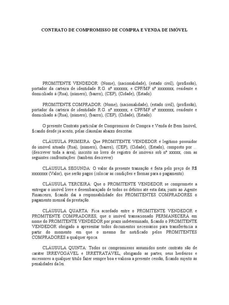 Contrato de Compromisso de Compra e Venda de Imóvel | PDF
