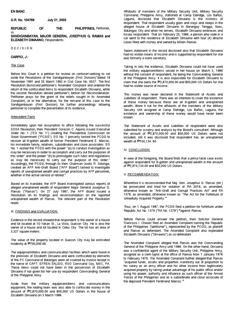 Republic Vs Sandiganbayan | PDF | Complaint | Asset Forfeiture
