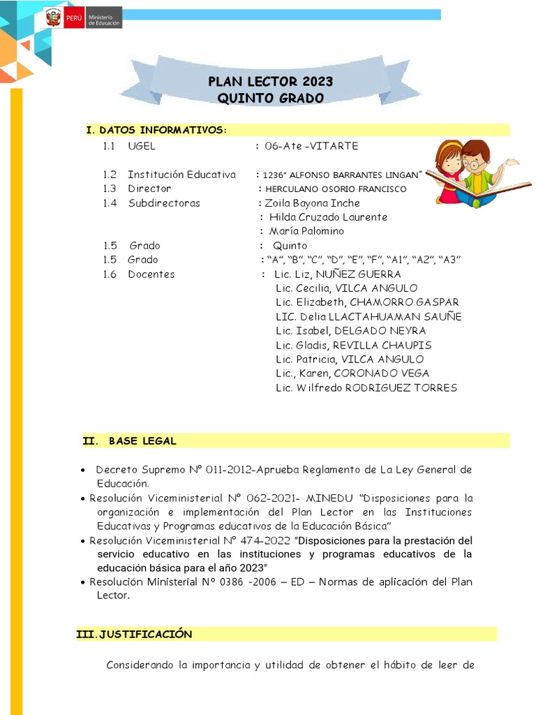 5°GRADO-PLAN LECTOR 5 | PDF