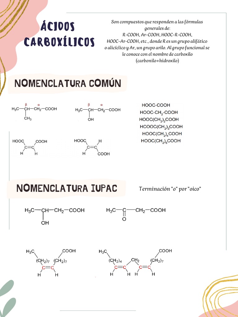 Características generales de los ácidos carboxílicos: nomenclatura ...