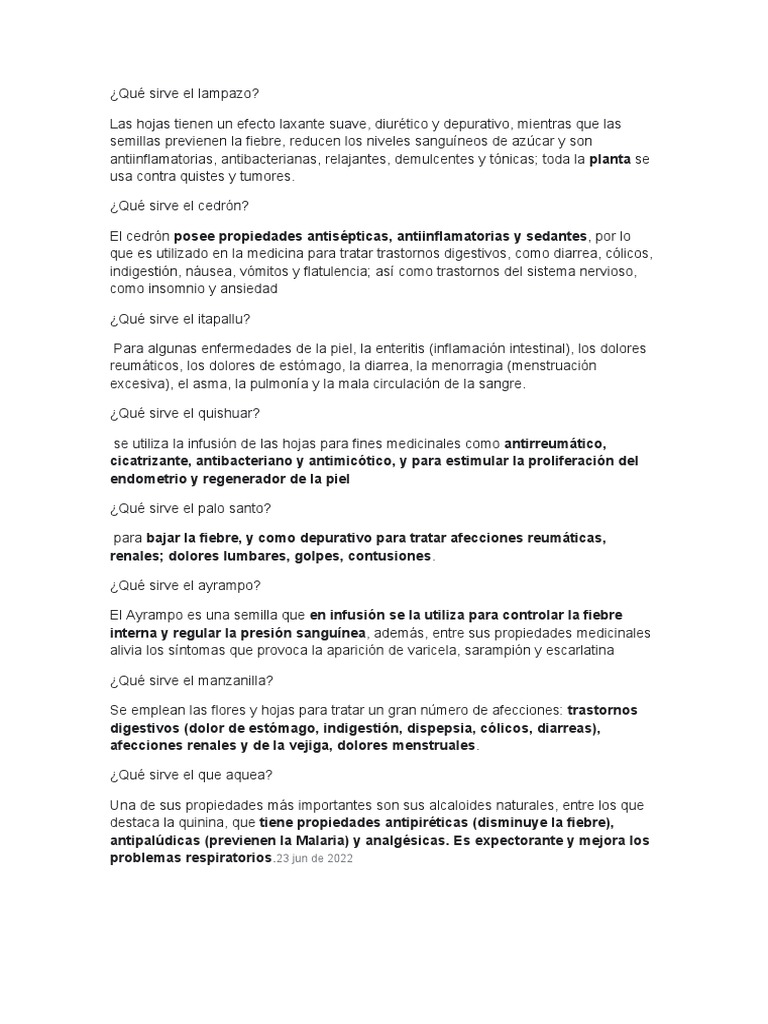 Qué Sirve El Lampazo | PDF