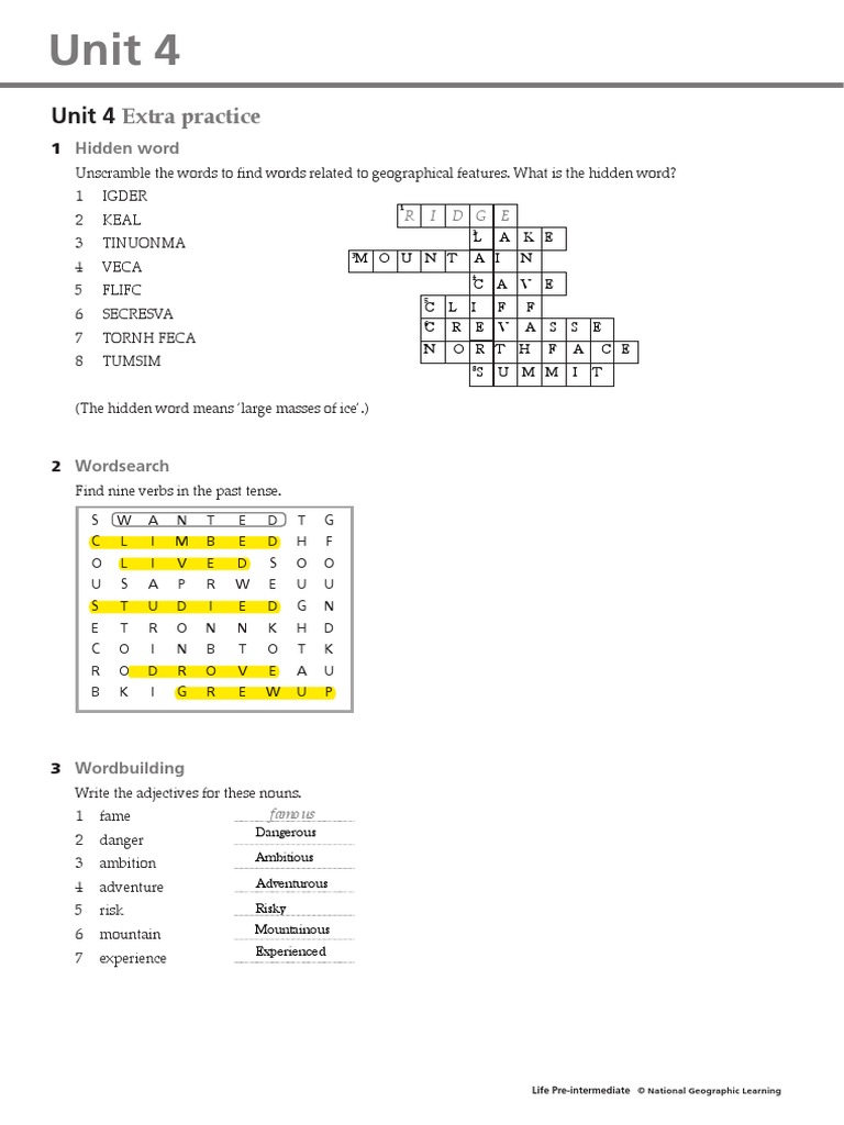Pre Unit4 ExtraPractice | PDF | Language Families | Linguistic Typology