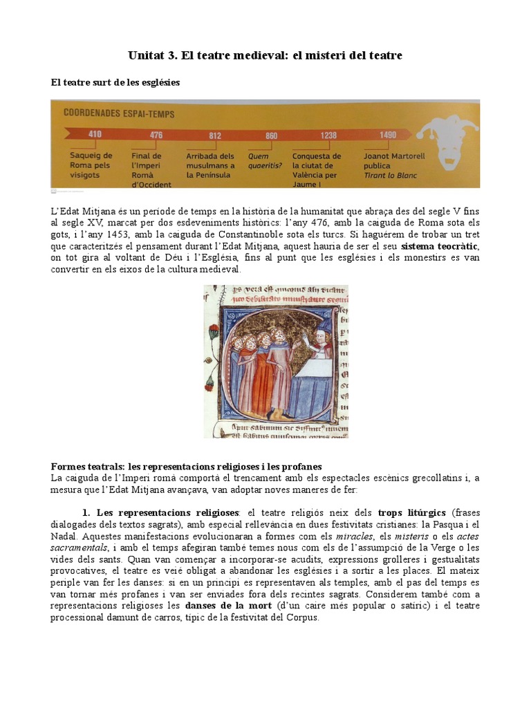 Unitat 3. El Teatre Medieval (Apunts) | PDF