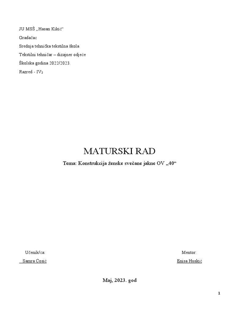 Samra-Maturski Rad | PDF