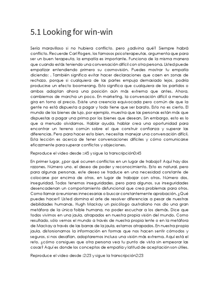5.1 Looking For Win-Win | PDF | Precios | Empatía