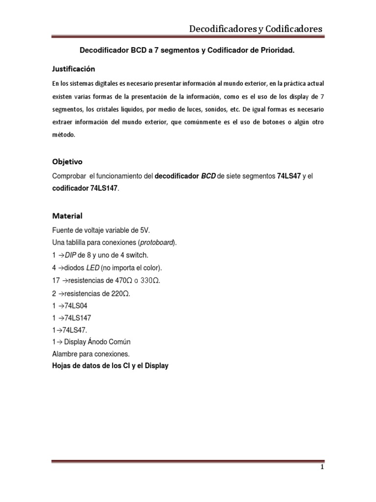 Justificación: Decodificadores y Codificadores | PDF