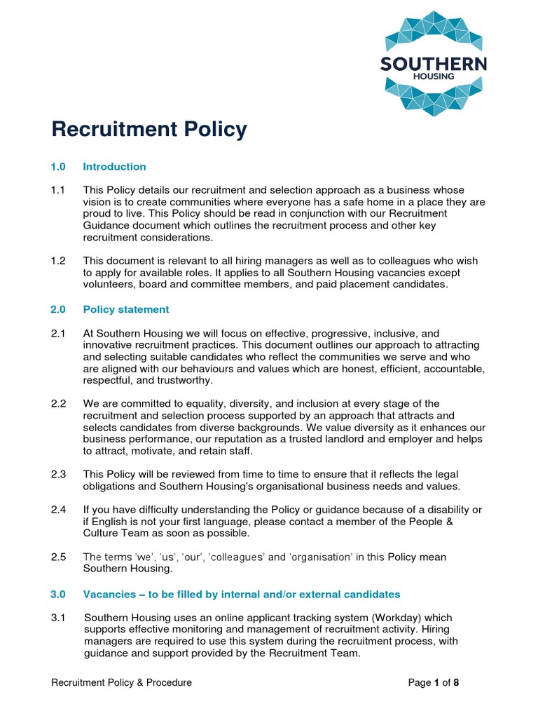 Recruitment Policy | PDF