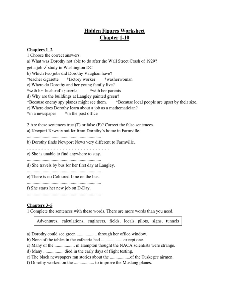 Hidden Figures Worksheet | PDF | Airplane | Aviation