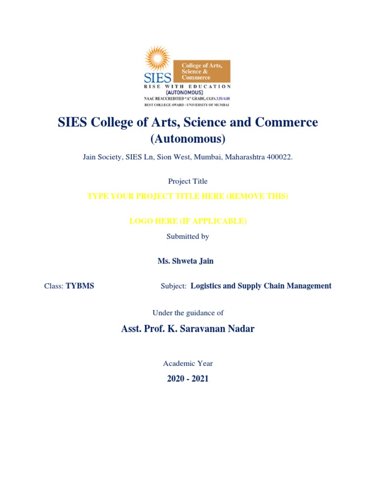 Logistics and Supply Chain Project 2021 | PDF