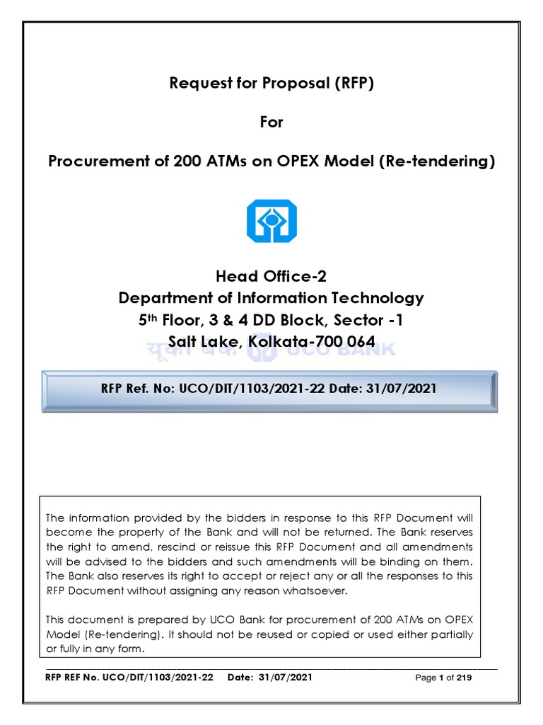 RFP200 CDs BLA | PDF | Request For Proposal | Banks