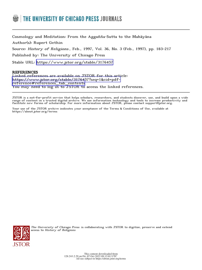 Rupert Gethin-Cosmology and Meditation - From The Aggañña-Sutta To The ...
