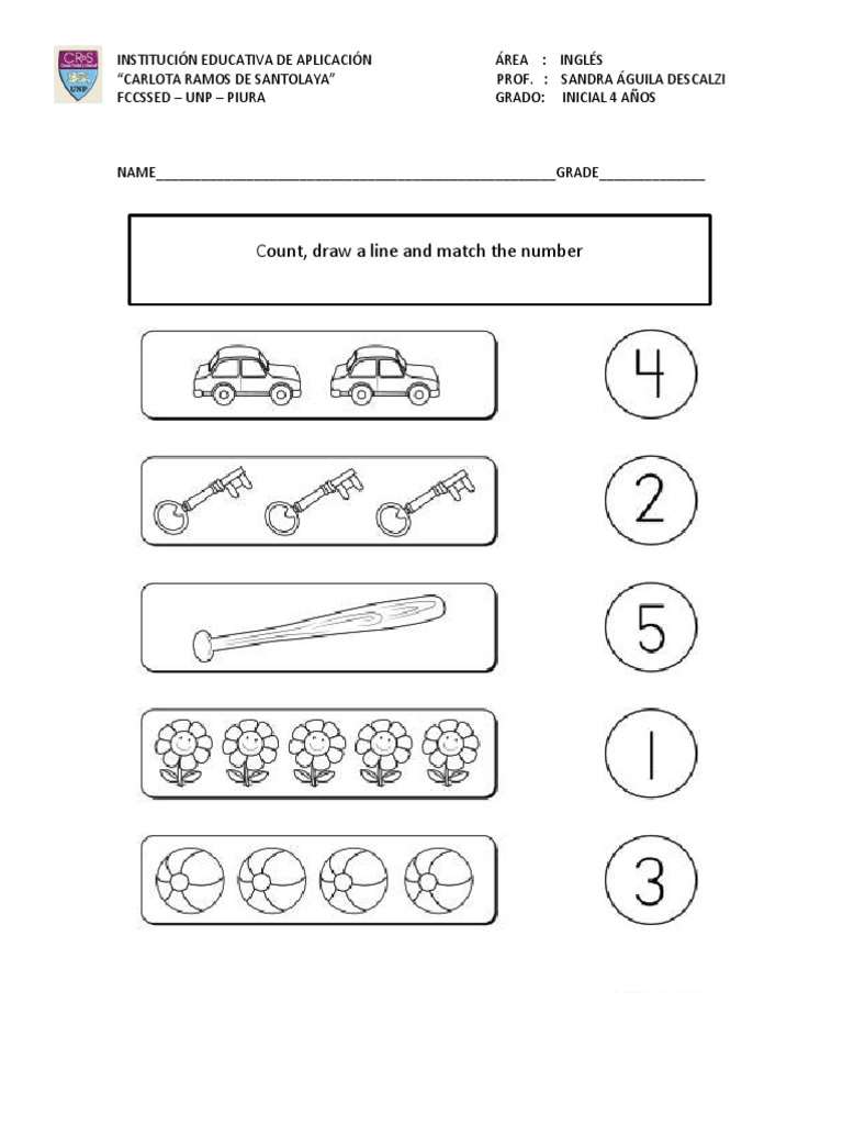 Worksheet - Numbers 1 To 4 - Inicial 4 Años | PDF