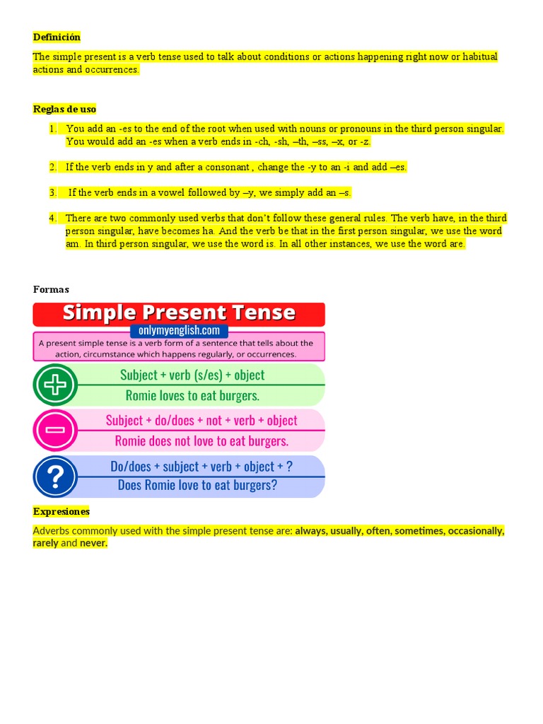Presnet Simple Y Present Continous | PDF | Verb | Grammatical Number